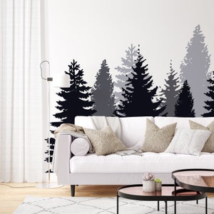 Pine Forest Nature Mountains Wall Decal Mountain and Forest Wall ...