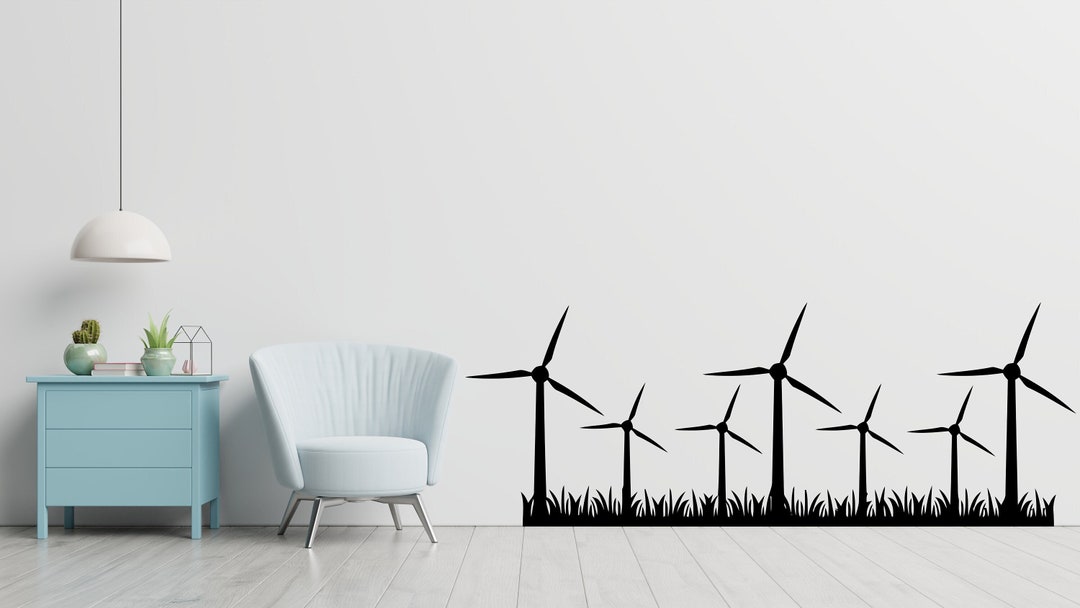 Windmill Wall Decor, Wind Mill Decal, Wind Turbine, Farmer Gifts, Home ...