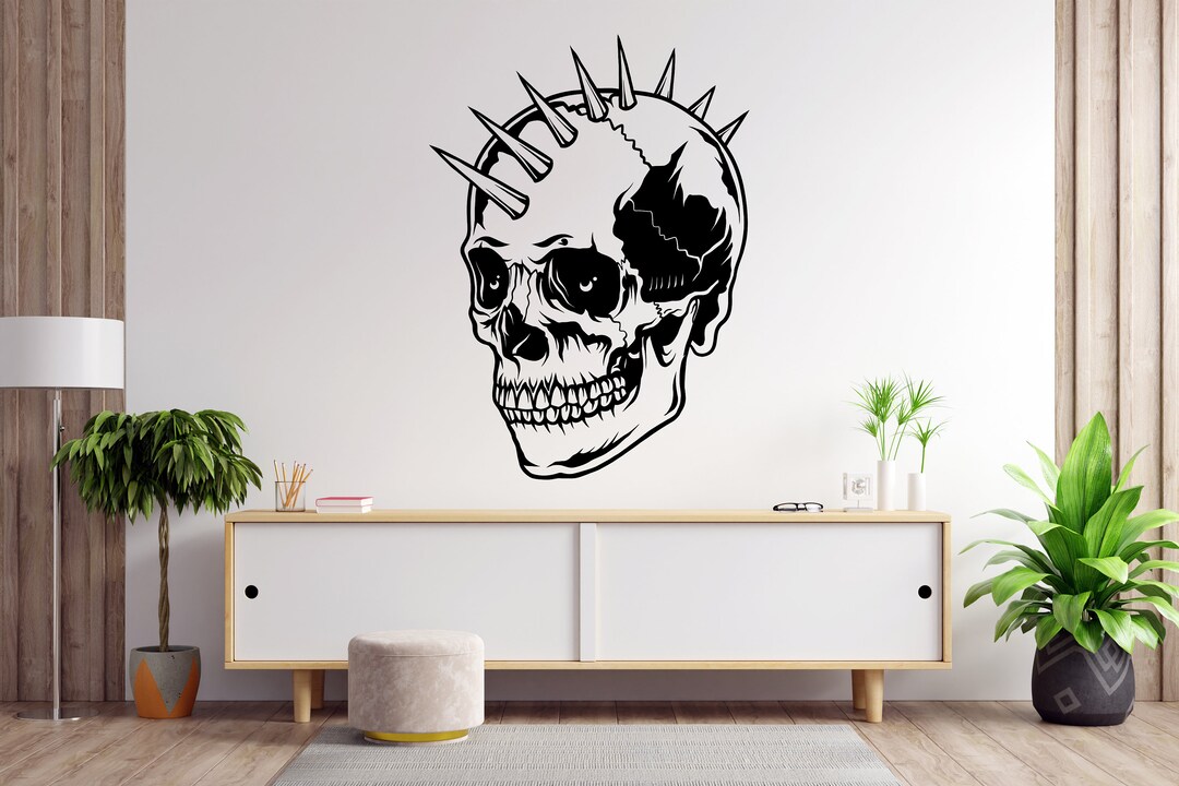 Skull Punk Music Wall Decal, Skull Wall Decal, Skull Wall Art, Skull ...