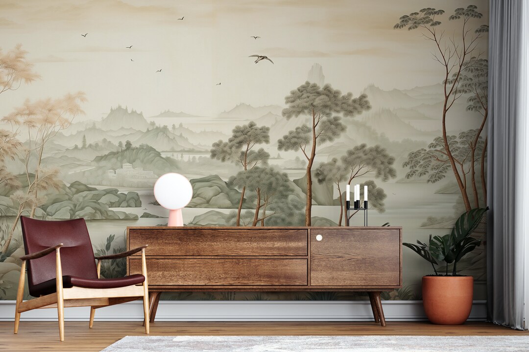 Hand Painted Interior Mural Wall Art Nature Wall Mural Mural Room Mural ...