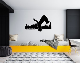 Parkour Wall Decal Silhouette Free Running Wall Sticker SG1542 - Etsy