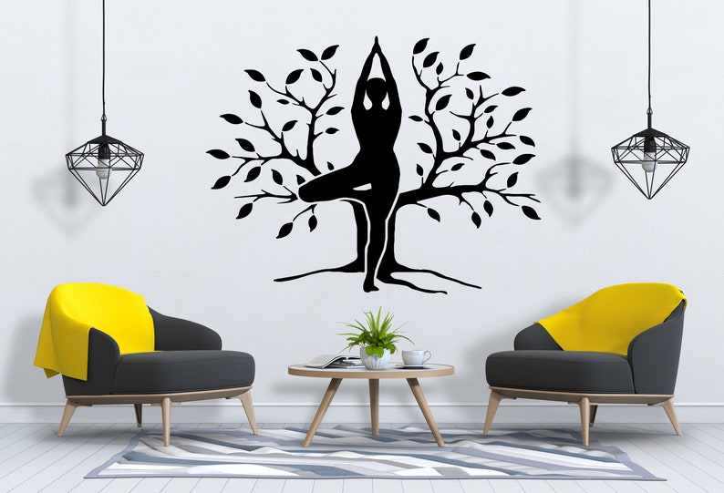 Yoga Tree Wall Decal Yoga Pose Wall Decal Lotus Mandala Wall Decor ...