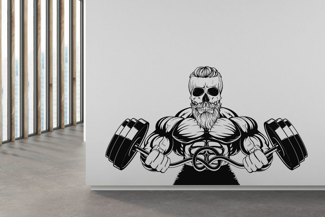 Gym Wall Decor Bodybuilder Gym Stickers Fitness Wall Art Skull Gym Wall ...