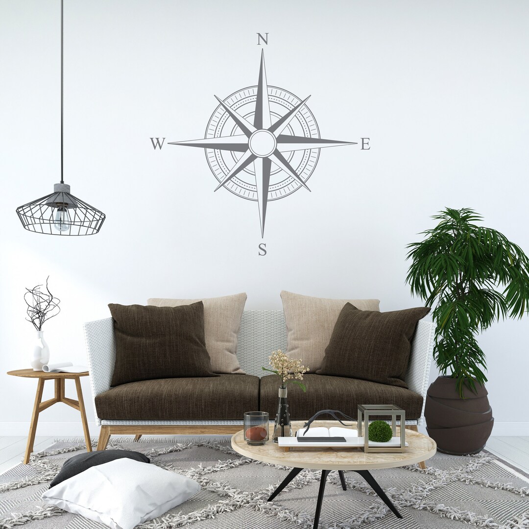 Compass Wall Art Decal, Compass Nautical Wall Decal Travel Wall Decal ...