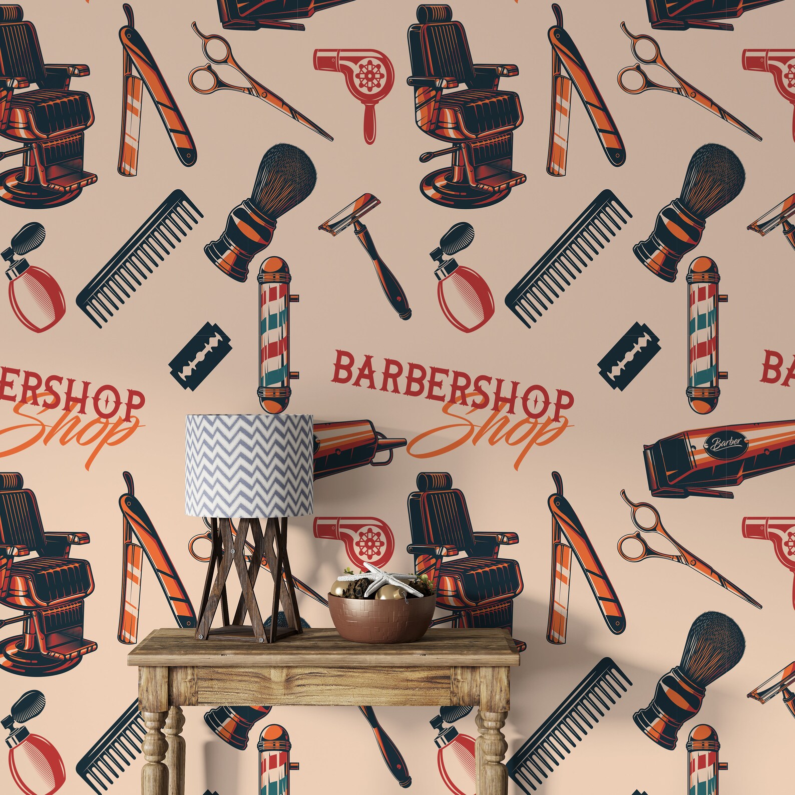 Barber Wallpaper Cut Shave Wall Mural, Razor Barber Shop Wallpaper ...