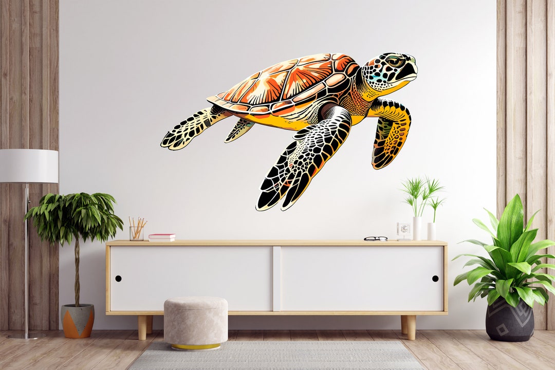 Sea Turtle Wall Decal, Turtle Wall Art, Sea Turtle Wall Decor Sea Wall ...