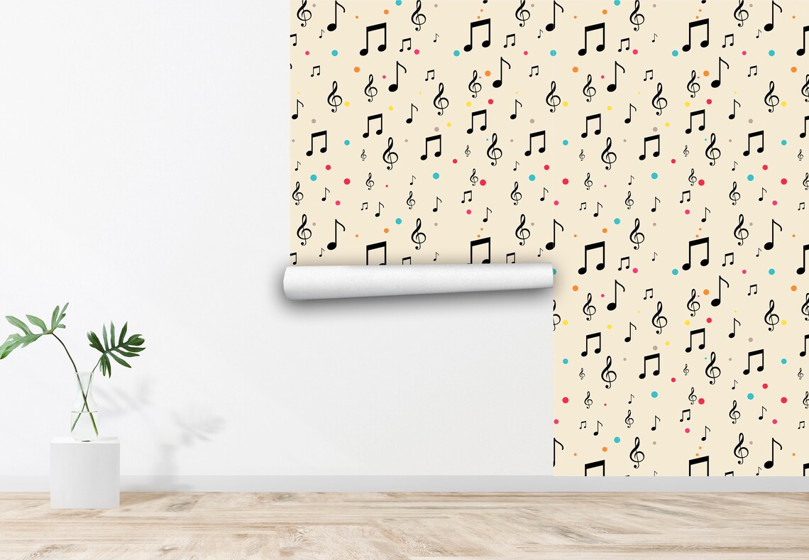 Music Notes Wallpaper Music Art Fabric Wallpaper Seamless - Etsy