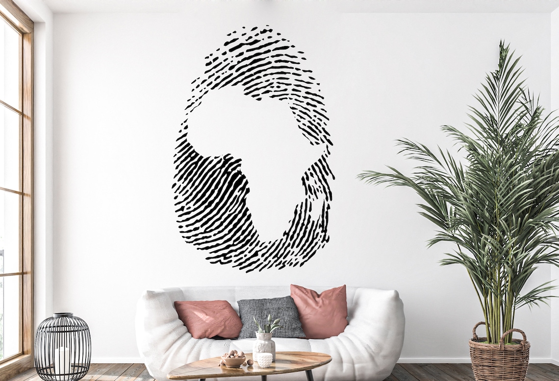 African Fingerprint Africa Map Wall Decal Tree Roots Afro - Etsy