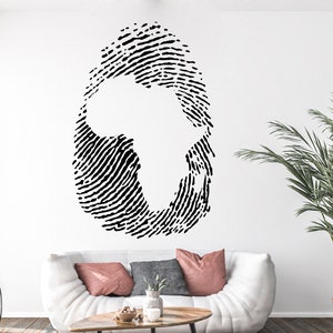 African Fingerprint Africa Map Wall Decal Tree Roots Afro Black Wall ...