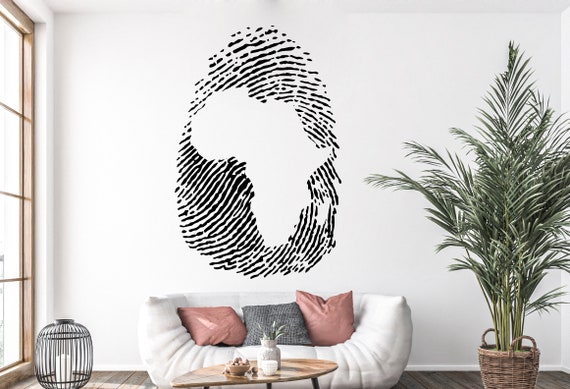 African Fingerprint Africa Map Wall Decal Tree Roots Afro | Etsy
