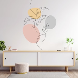 Line Art Wall Decal, Women Line Art, Modern Mid Century Wall Art,line ...