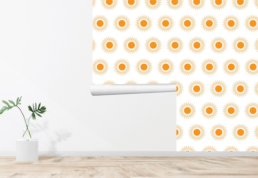 Sun Wallpaper Sun Fabric Sunshine Wallpaper Sunny Seamless Wall Decor ...