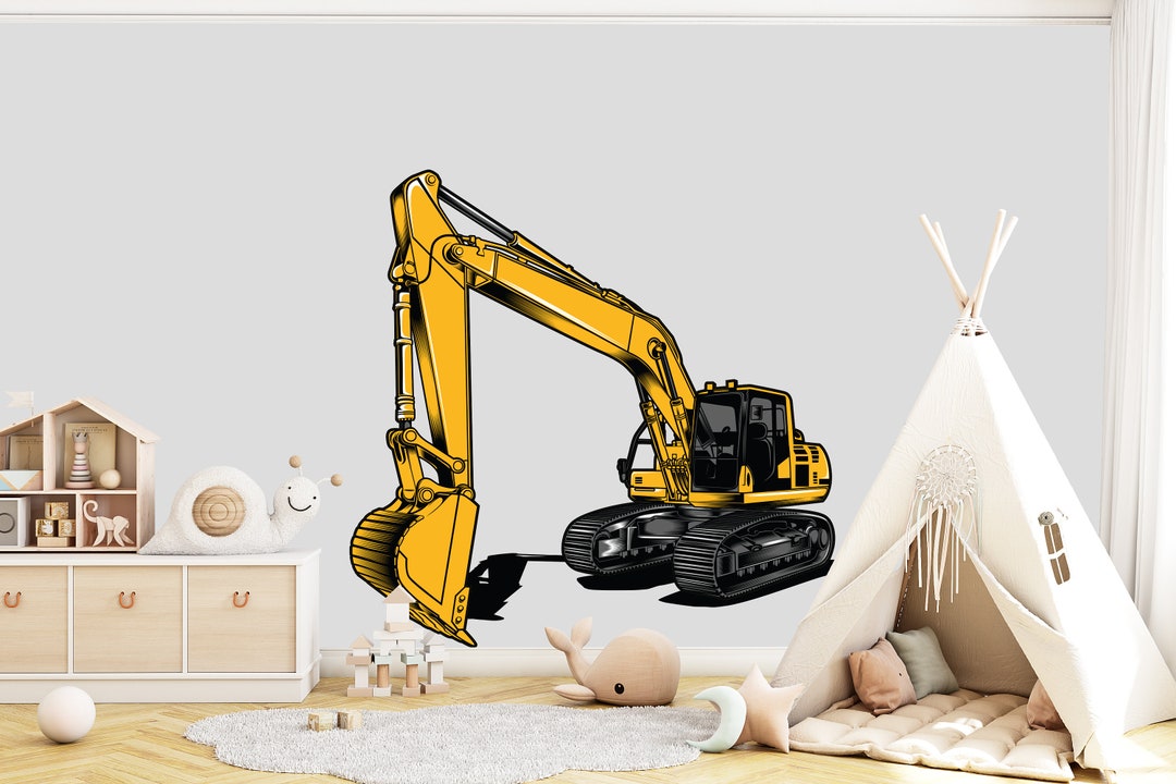 Construction Excavator Wall Decal Heavy Construction Wall Sticker ...