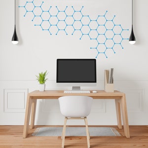 Hexagon Lines Wall Decal, Geometric Wall Decals, Circuit Office Wall ...