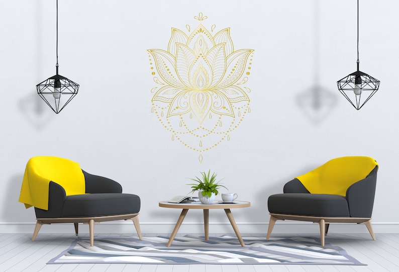 Lotus Wall Decal Lotus Flower Wall Decal Lotus Mandala Wall Decor ...