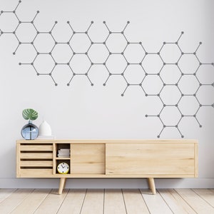 Hexagon Lines Wall Decal, Geometric Wall Decals, Circuit Office Wall ...