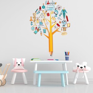 Pencil Tree Education Wall Art Decor, School Wall Sticker, Nursery ...