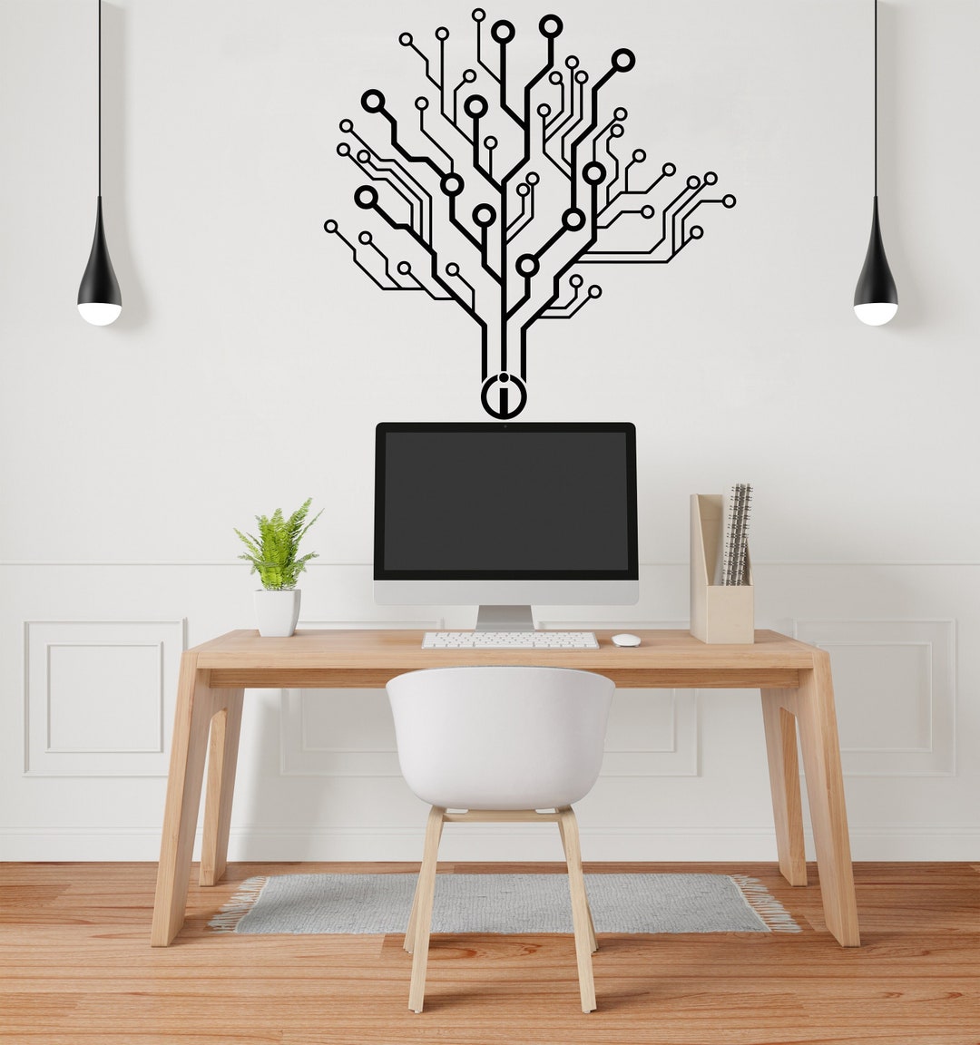 Circuit Board Office Wall Decal, Technology Vinyl Wall Art Decals ...
