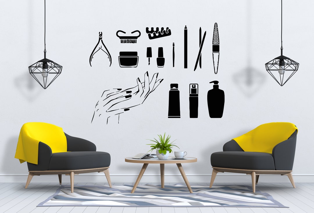 Nail Salon Wall Decal Manicure Pedicure Window Sticker Nail Bar Nail ...