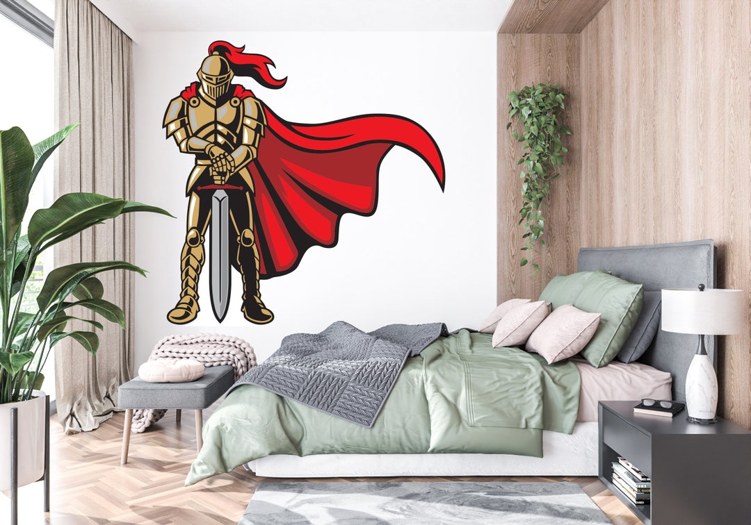 Knight Wall Decal Knight Wall Art Warrior Wall Decals Knight Decor Wall ...