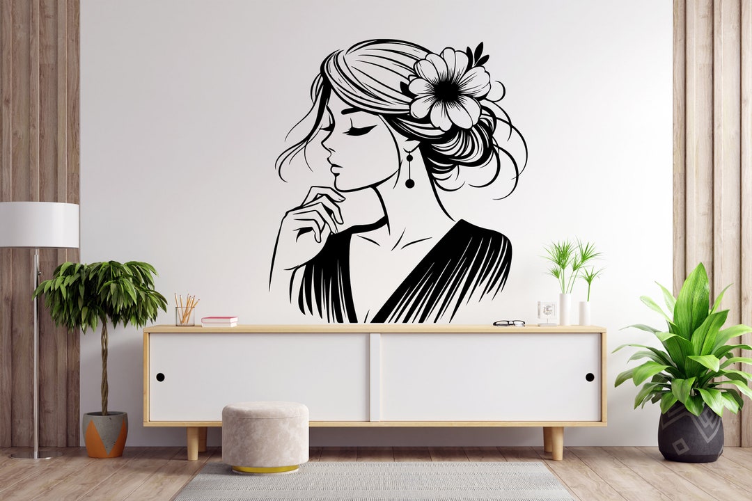 Girl Wall Decal, Beauty Salon Girl Wall Decor Women Wall Decals Afro ...