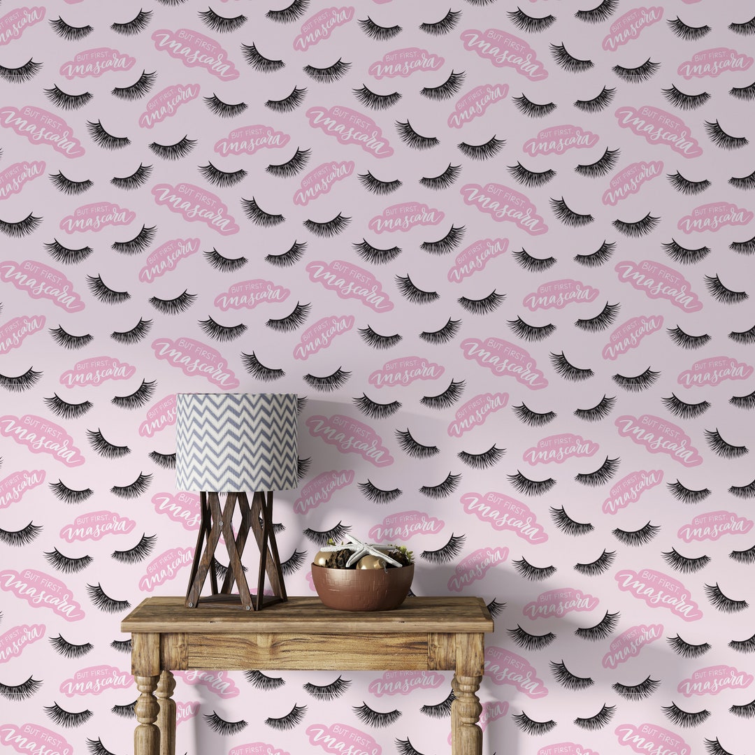 Eyelashes Wallpaper Lashes Wall Art Fabric Wallpaper Eyelashes Quotes ...