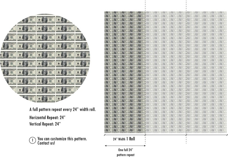 One Hundred Dollar Wallpaper Money Fabric Wallpaper Seamless Mid ...