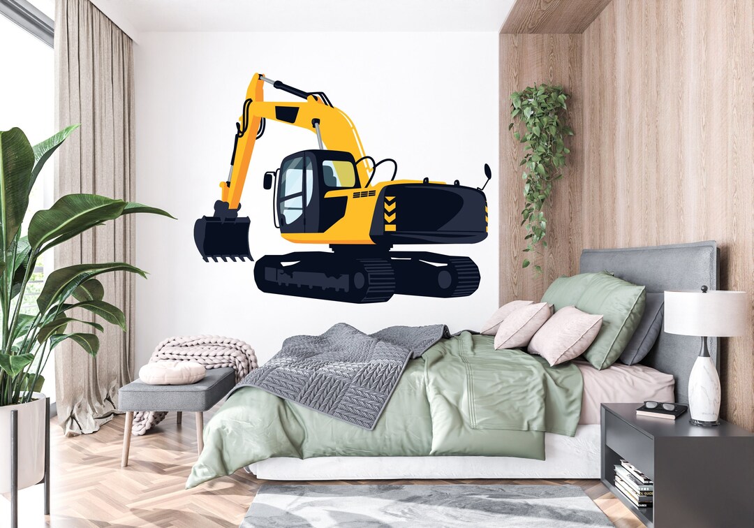 Construction Excavator Wall Decal Heavy Construction Wall Sticker ...