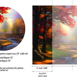 Autumn Forest Mountain Mural Wall Art - Mountain, Fall Forest Wall ...
