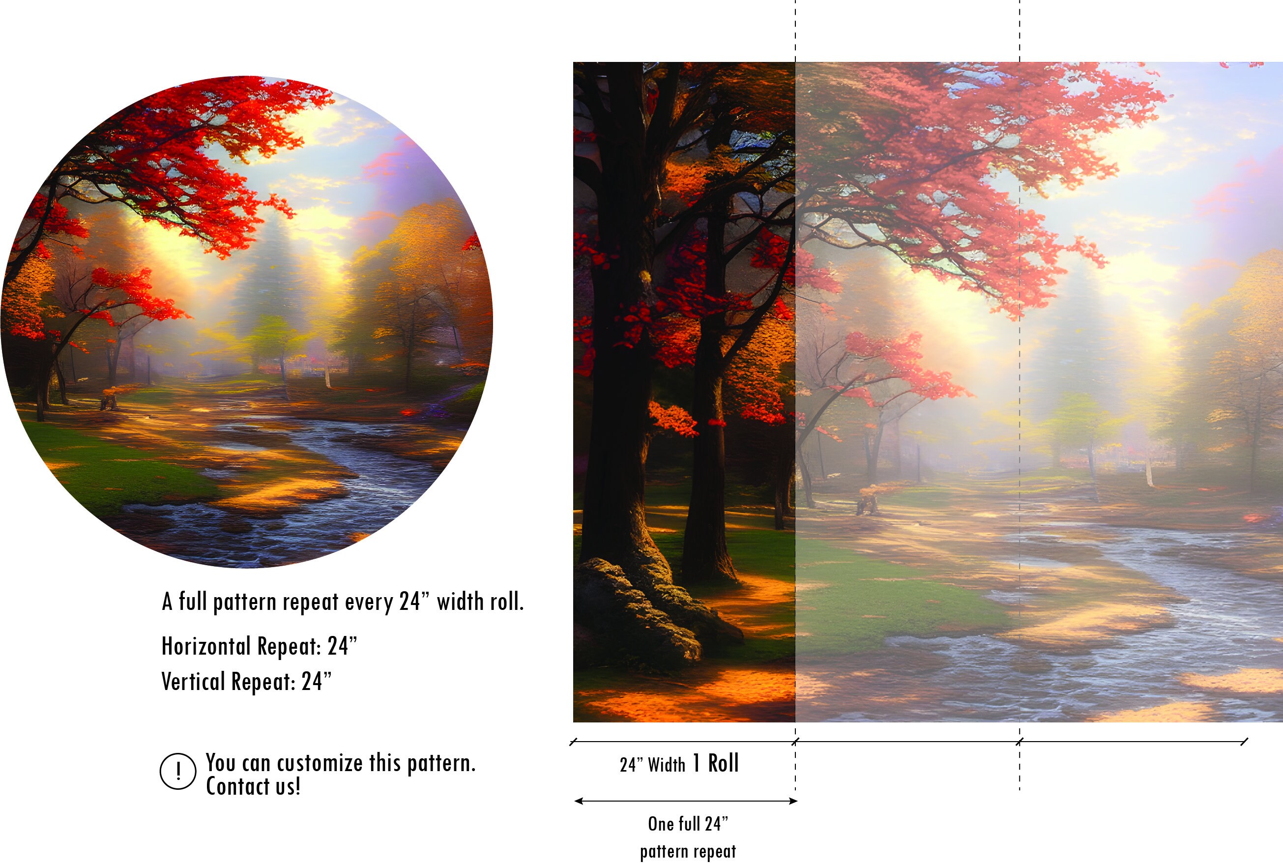 Autumn Forest Mountain Mural Wall Art - Mountain, Fall Forest Wall ...