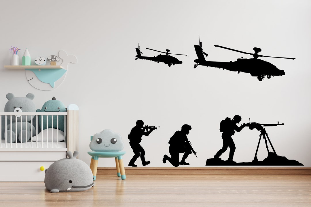 Military Wall Decals Helicopter Wall Decal Soldier Wall Decal Soldier Wall Art Helicopter Vinyl ...