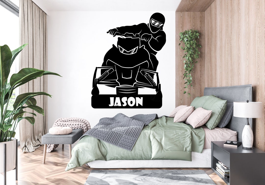 Ski Wall Decal Snowmobile Wall Decor Winter Sports Custom Name Wall ...