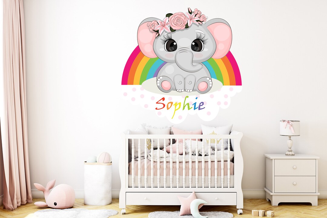 Large Name Elephant Little Girl Custom Name Wall Decal Beautiful Girl ...