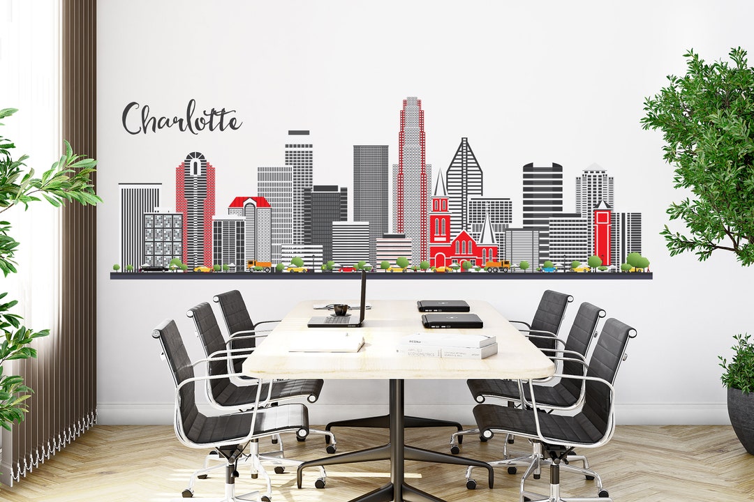 Charlotte Sky Line, City Skyline Wall Art City Wall Stickers City Vinyl ...