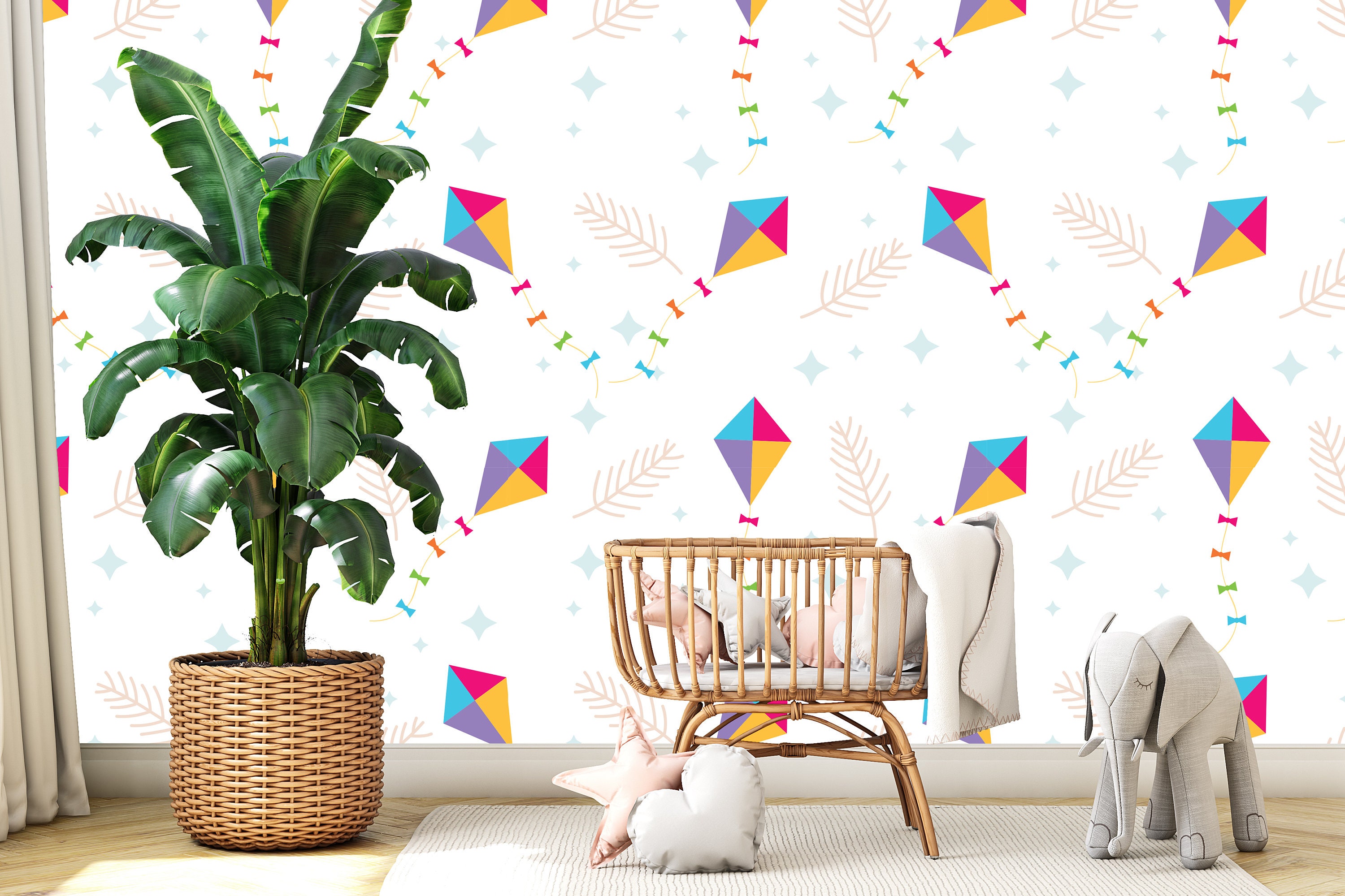 Kites Wallpaper Kites Fabric Nursery Peel and Stick Wall Decor Kites ...
