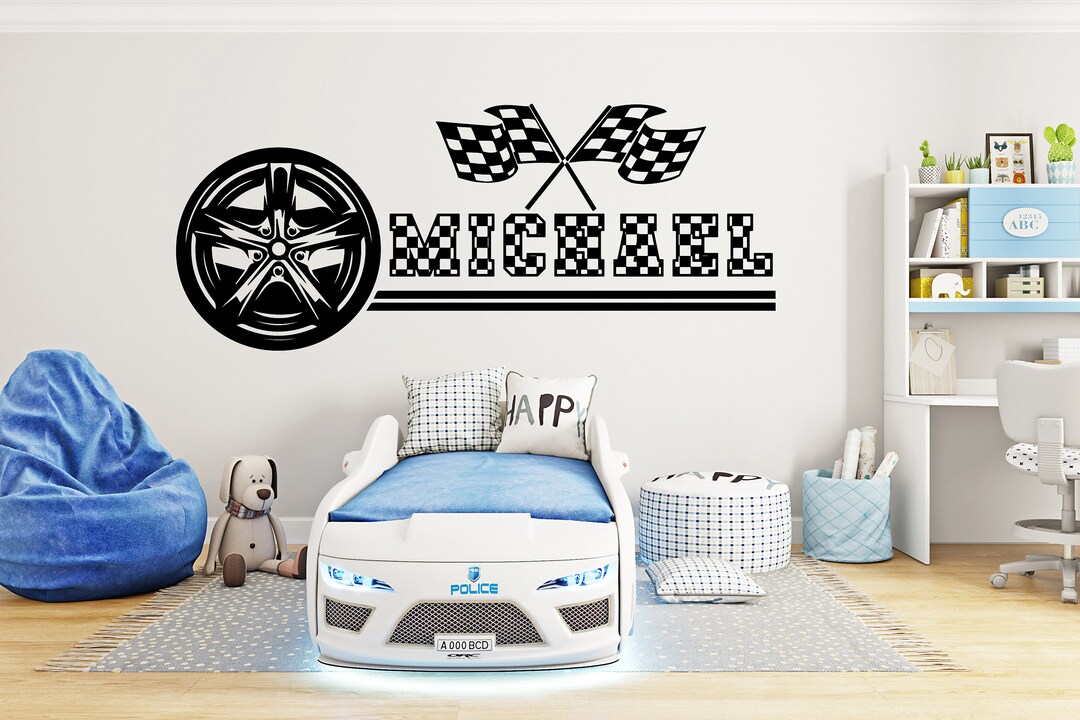 Race Crest – Custom Name Racing Wall Decal | Peel & Stick 403EZ - Etsy