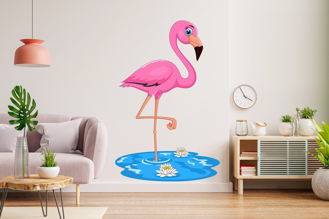 Flamingo Wall Art, Summer Wall Decal Tropical Living Room Flamingo Wall ...