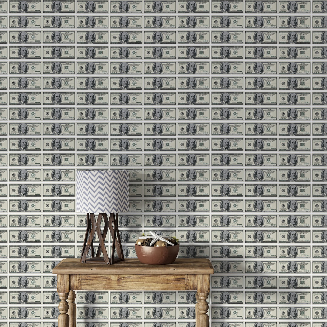 One Hundred Dollar Wallpaper Money Fabric Wallpaper Seamless Mid ...
