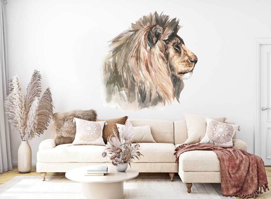 Lion Wall Decal, Lion Wall Art, Lion Head Wall Decor Lion Wall Sticker ...