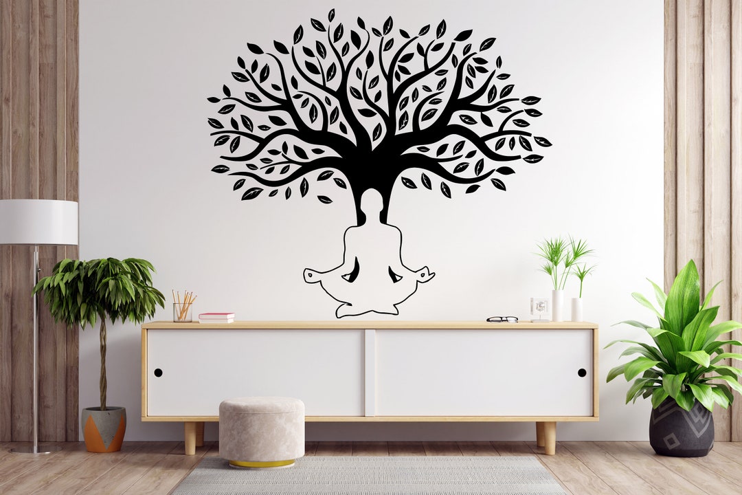 Yoga Pose Wall Vinyl Decal Chakra Asana Namaste Lotus Yoga Studio Room ...