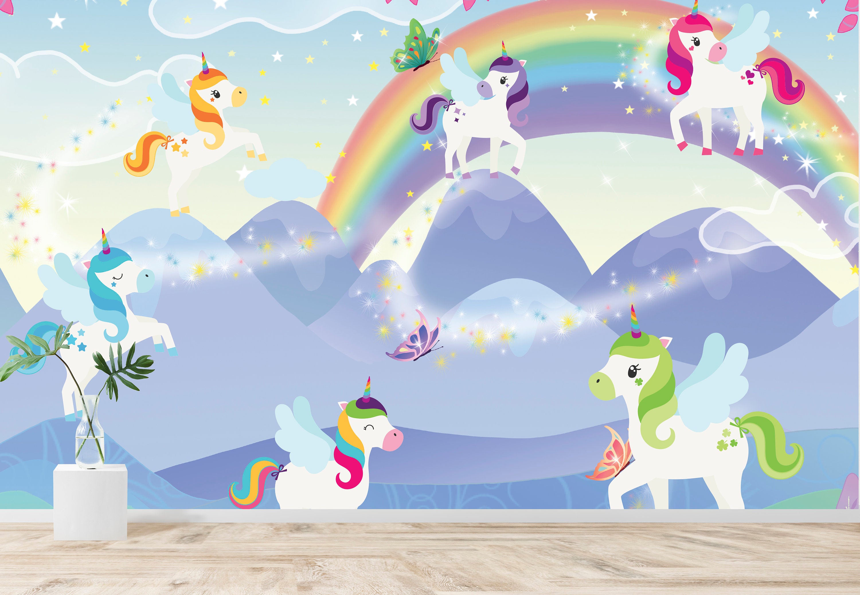 Unicorn Mural unicorn Mural Unicorn Magical Girls Room Mural - Etsy