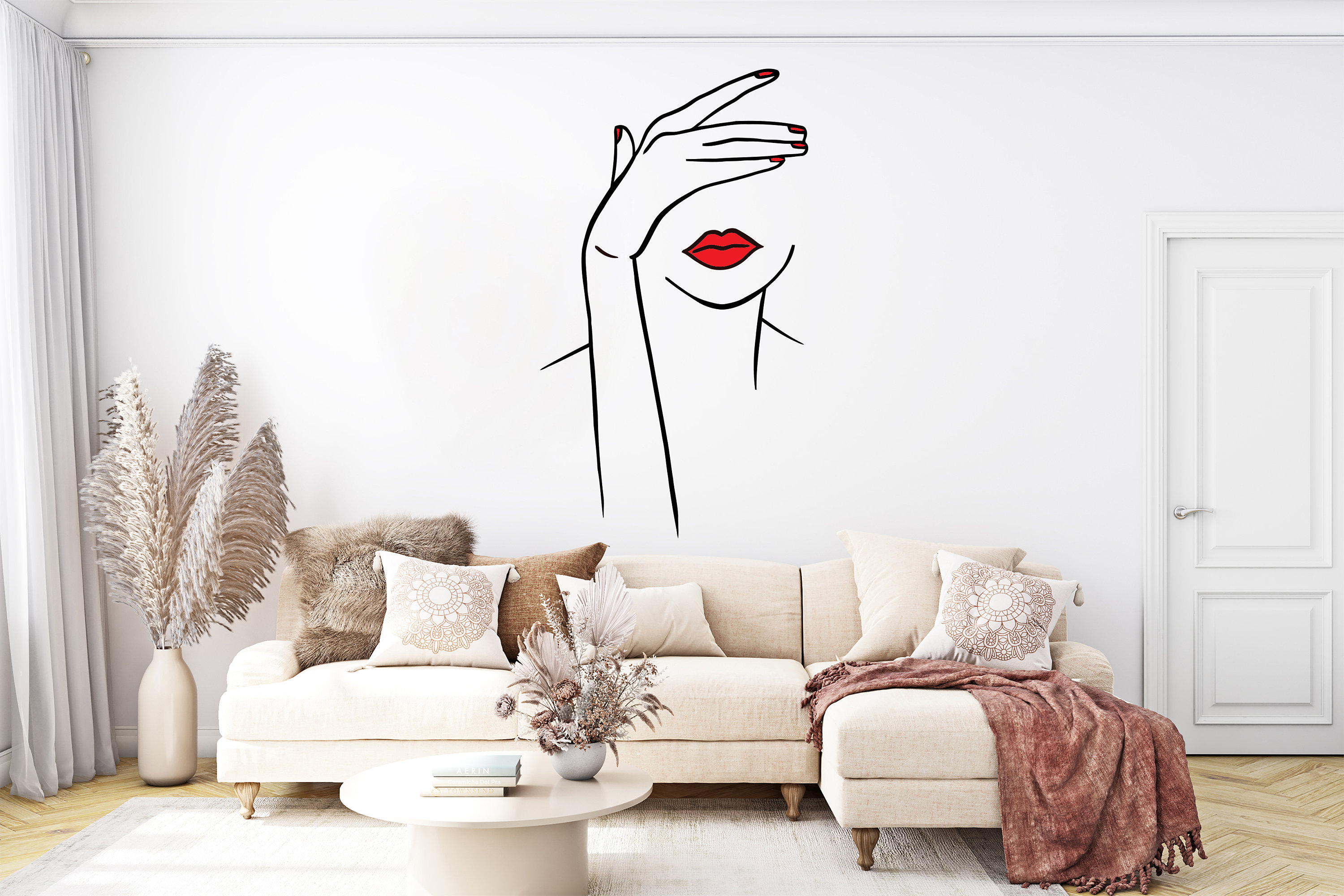 Soft Gaze – Minimal Female Line Art Wall Decal | Peel & Stick 887EZ - Etsy