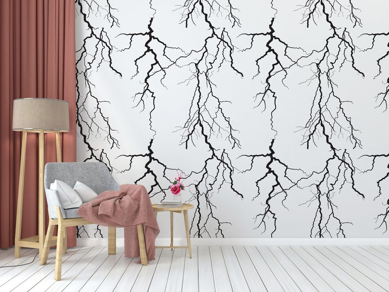 Lightning Wallpaper Lightning Wall Decal Lightning Fabric - Etsy