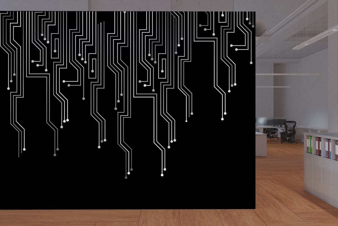 Circuit Board Office Wall Decal, Technology Vinyl Wall Art Decals ...