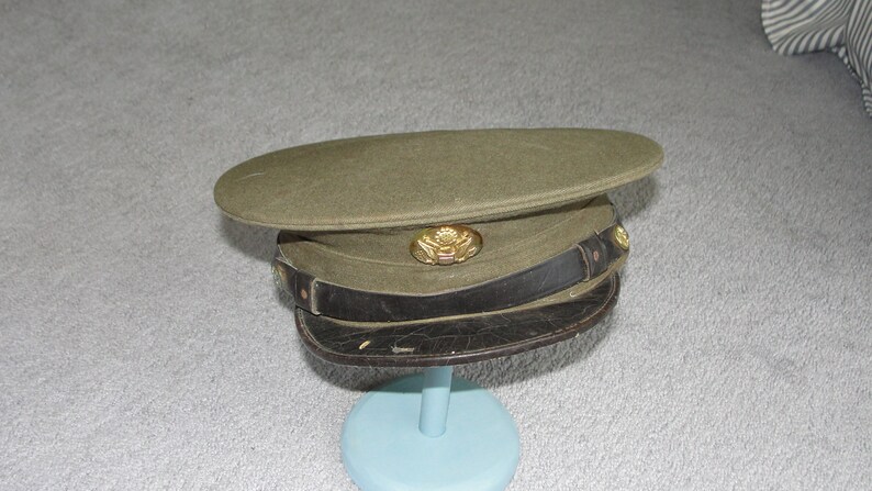 WWII U.S. Army Enlistedman's Visored Khaki-canvas Dress Cap / Hat & Hat ...