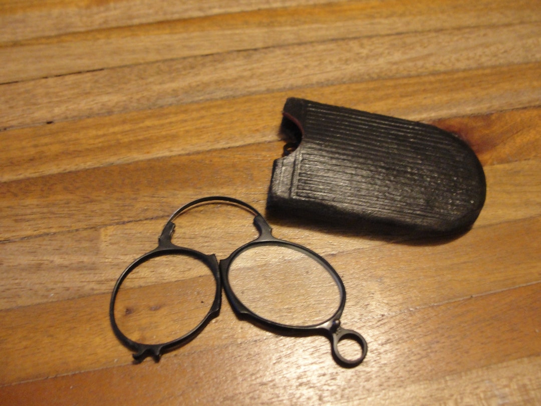 1800s Antique Nez Pince Nose Rest Oval Eyeglasses Spectacles Gutta