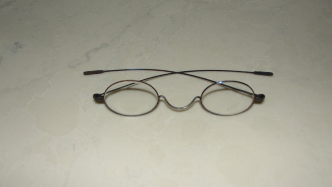 1800's Antique Wire-rim Oval Lens Reading Glasses - Japaned-iron Frames ...