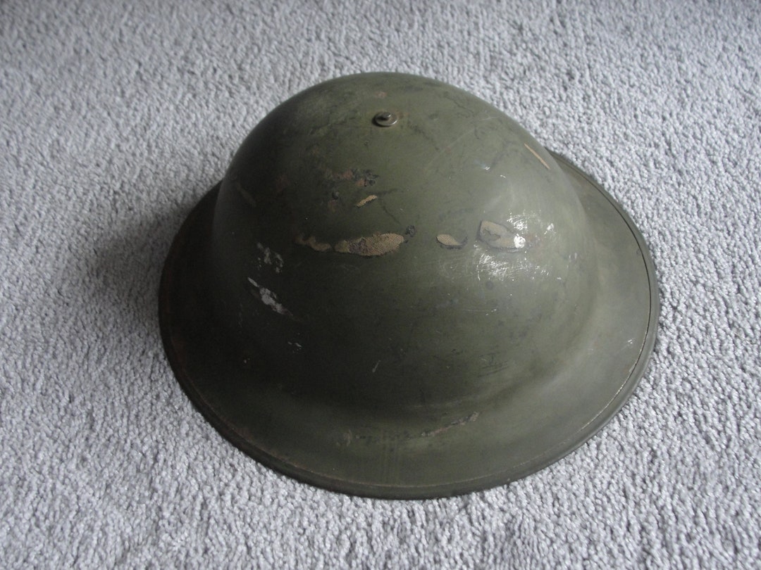 British U.K. WWI-WWII "brodie" MKI Helmet / Canvas Chinstrap & Oil ...