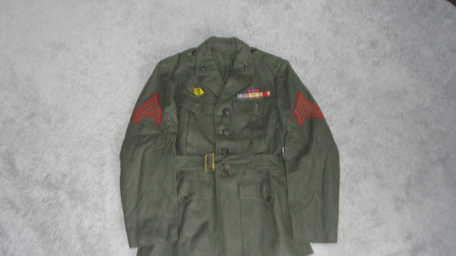 Original-us WWII Marine Corp USMC Sergeant's Green Wool Winter Service ...
