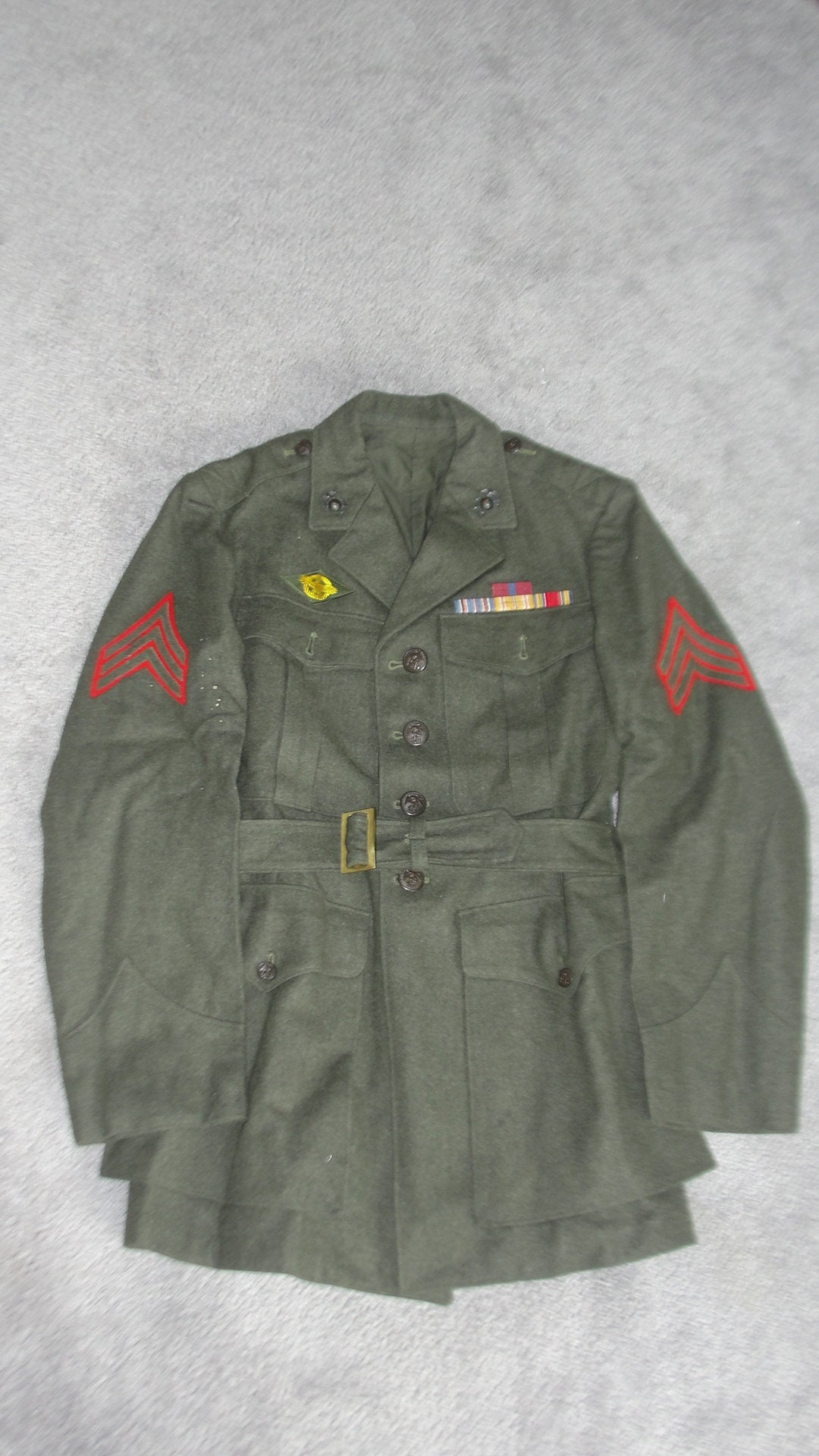 Original-us WWII Marine Corp USMC Sergeant's Green Wool Winter Service ...